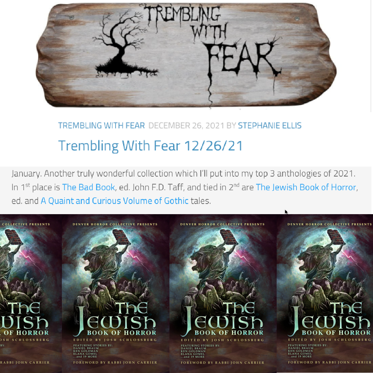 Trembling With Fear: THE JEWISH BOOK OF HORROR Tied for #2 Anthology of ...