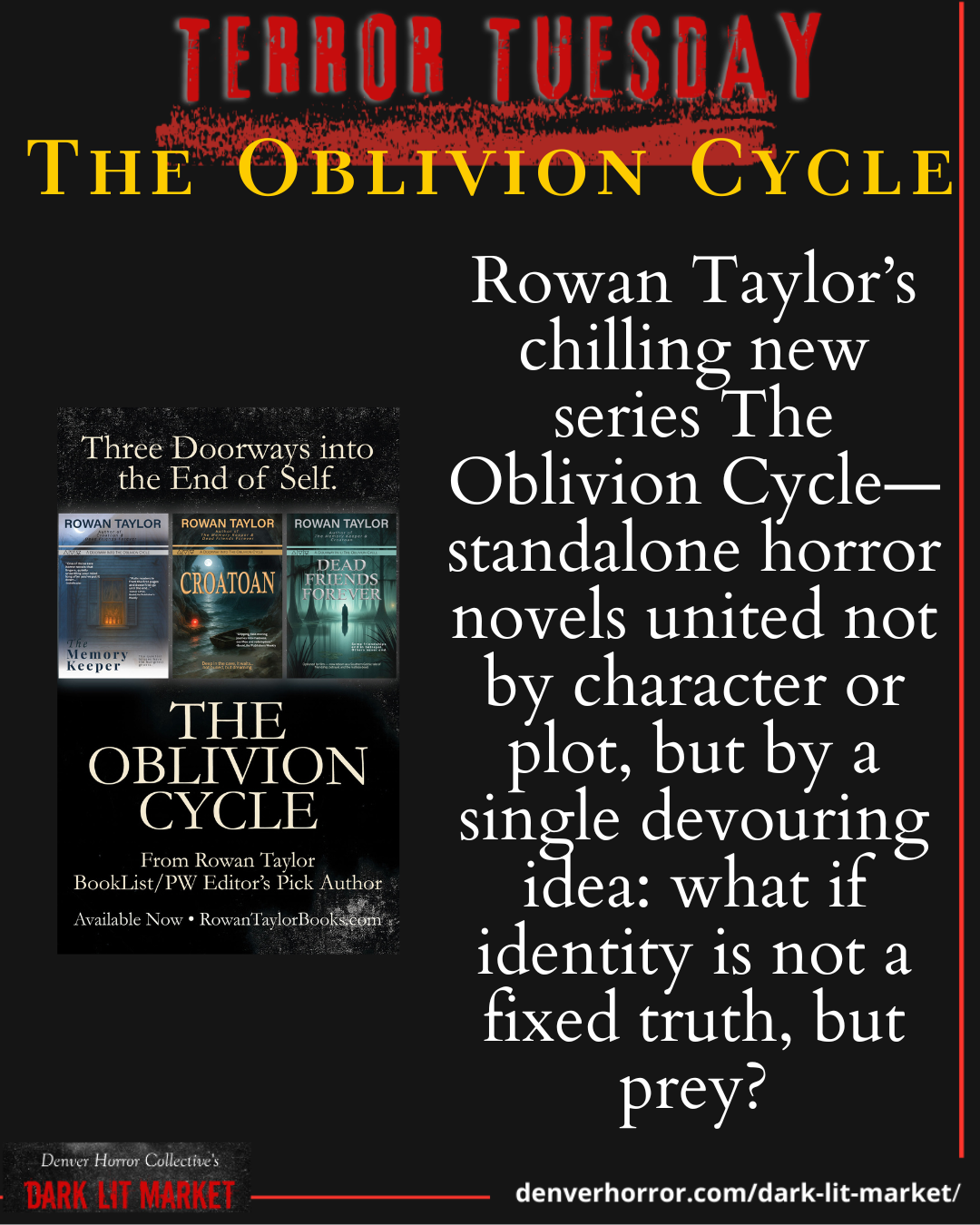 TERROR TUESDAY: THE OBLIVION CYCLE SERIES by ROWAN TAYLOR | Denver ...